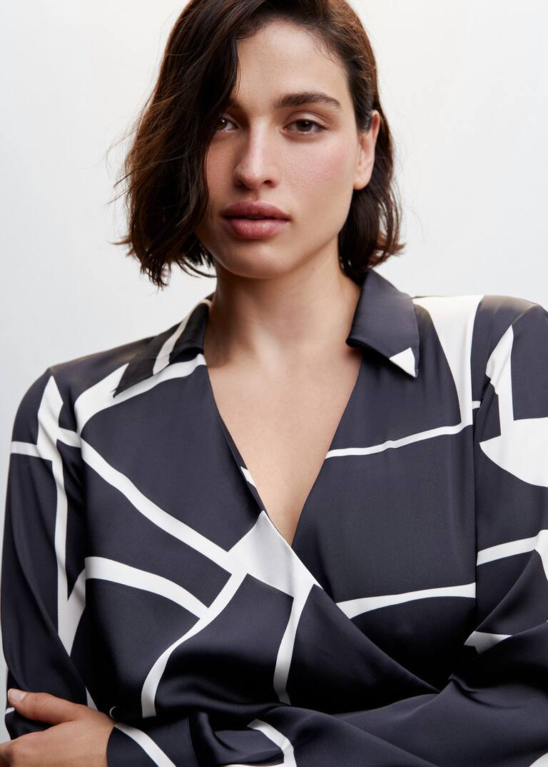 Printed Satin Dress Woman Mng Australia