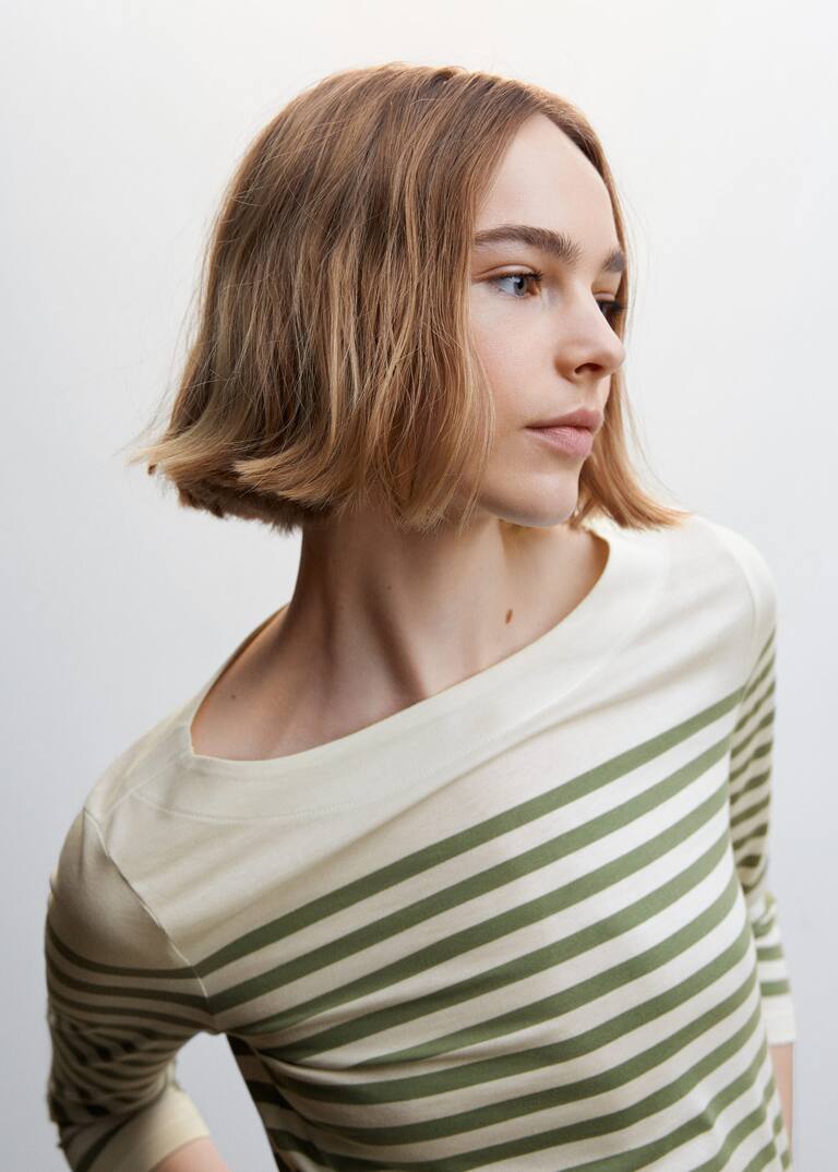 Striped Cotton T Shirt Woman Mng Australia