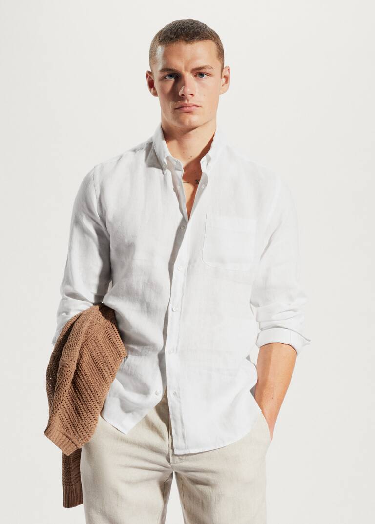 100 Linen Slim Fit Shirt Men Mango Man United Kingdom