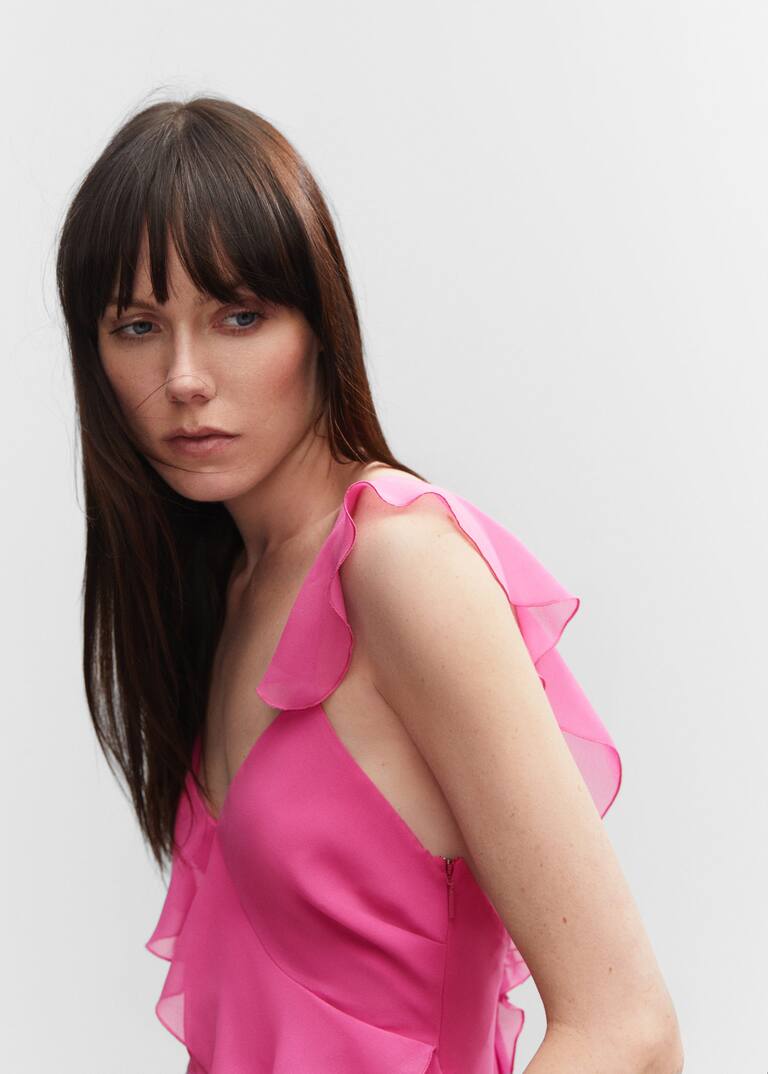 Ruffles Slit Dress Women Mango Usa