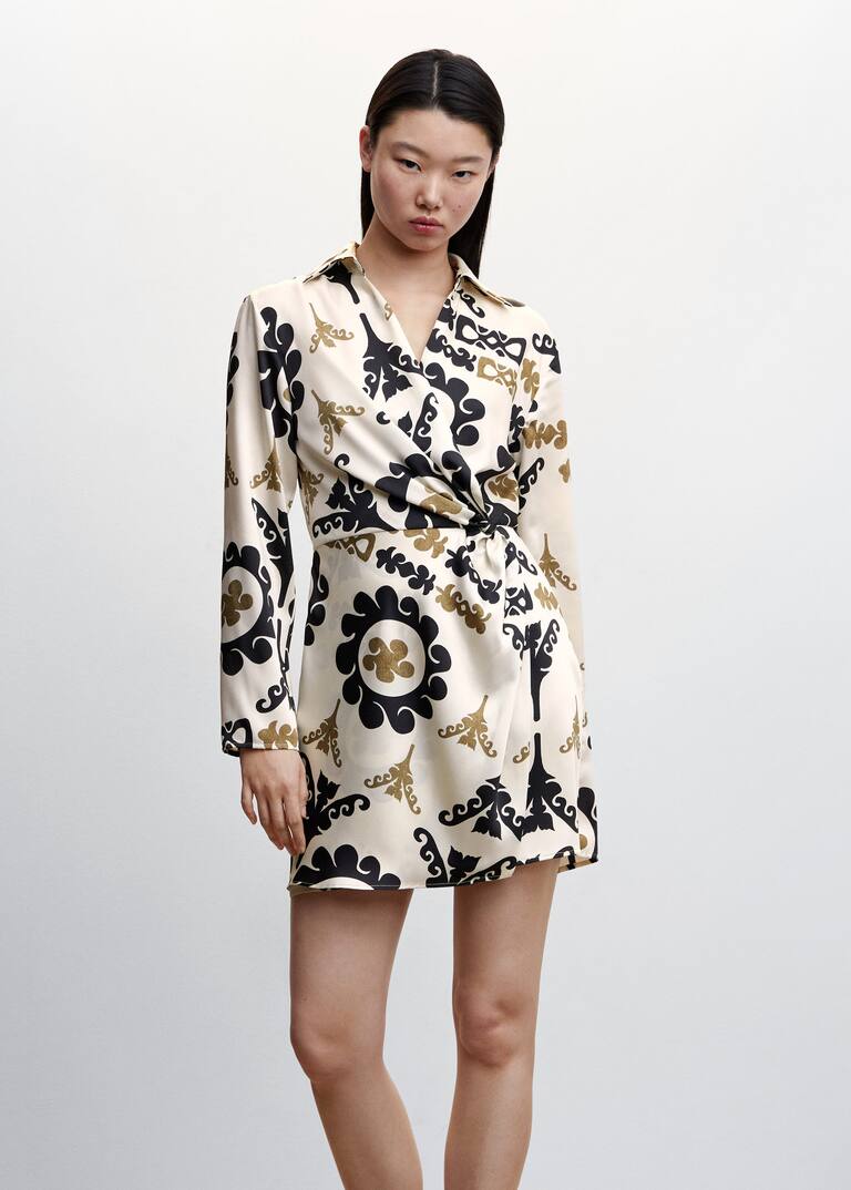 Printed Satin Dress Woman Mango Canada