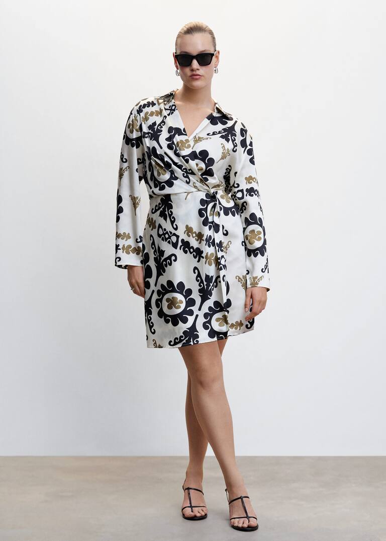 Printed Satin Dress Woman Mng Australia