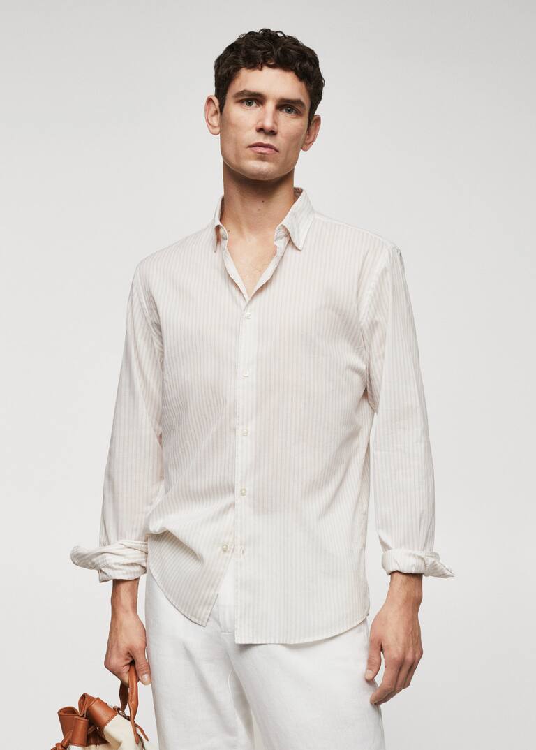 100 Cotton Striped Shirt Men Mango Man United Kingdom