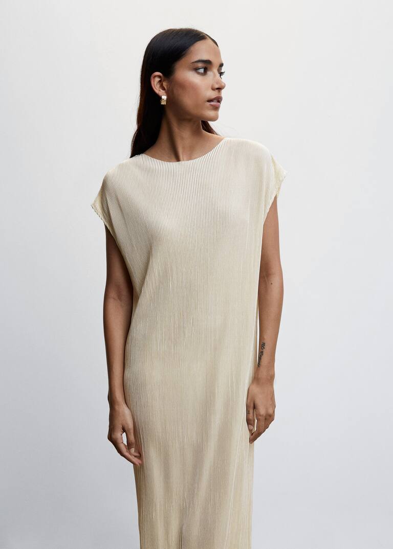 Pleated Long Dress Women Mango Usa
