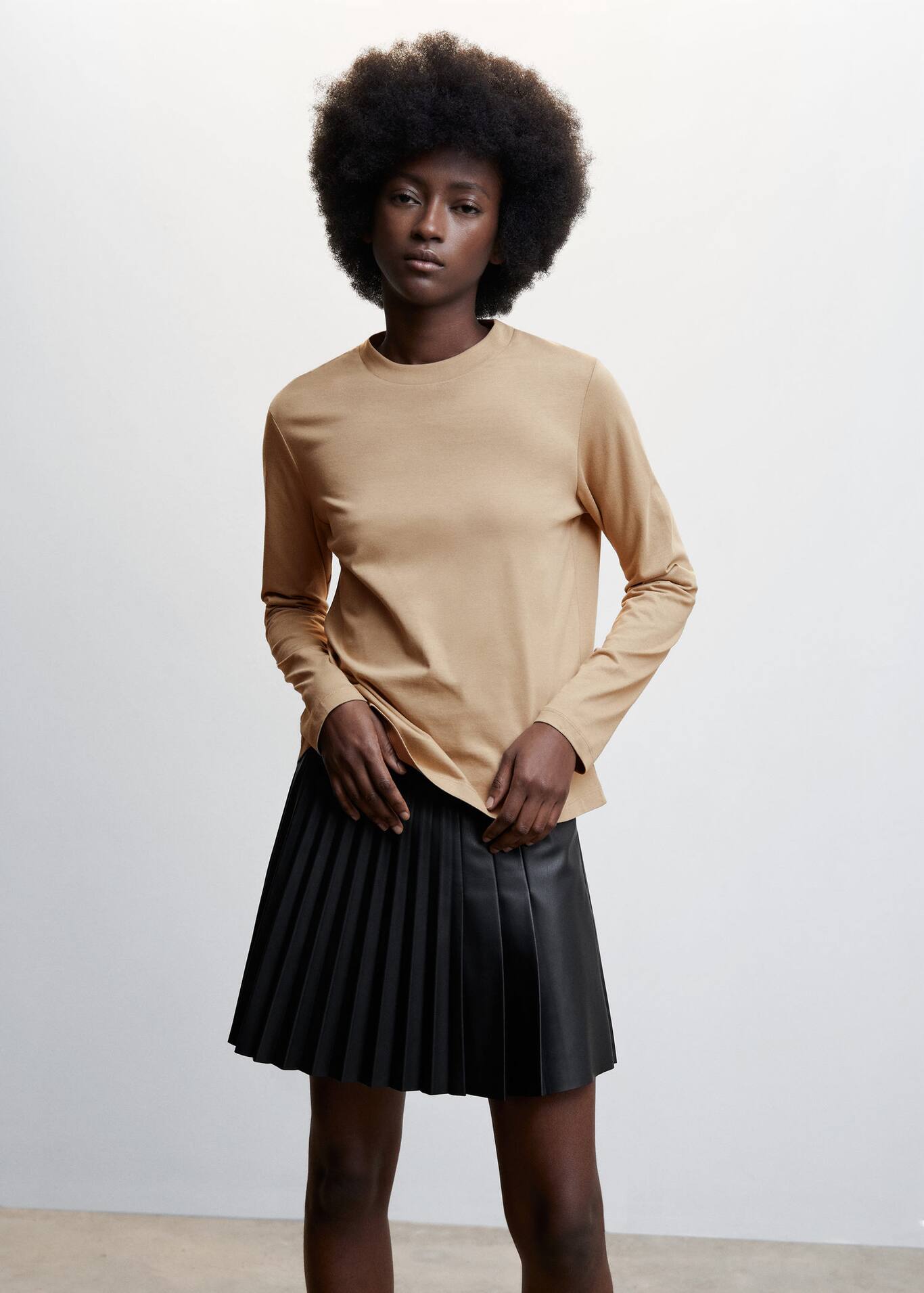 Long Sleeve Cotton T Shirt Woman Mango Outlet Greece