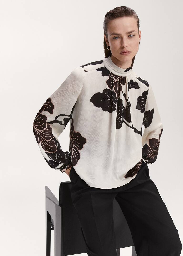 Printed chiffon blouse - Women | Mango United Kingdom