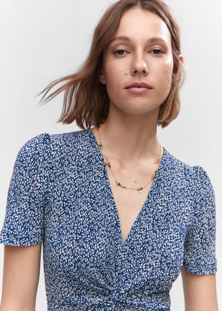 Textured Printed Dress Women Mango Usa