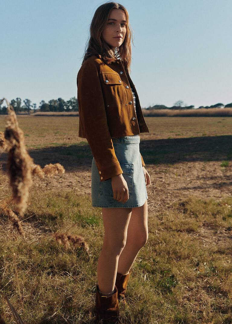 Crossed Denim Mini Skirt Woman Mng Australia