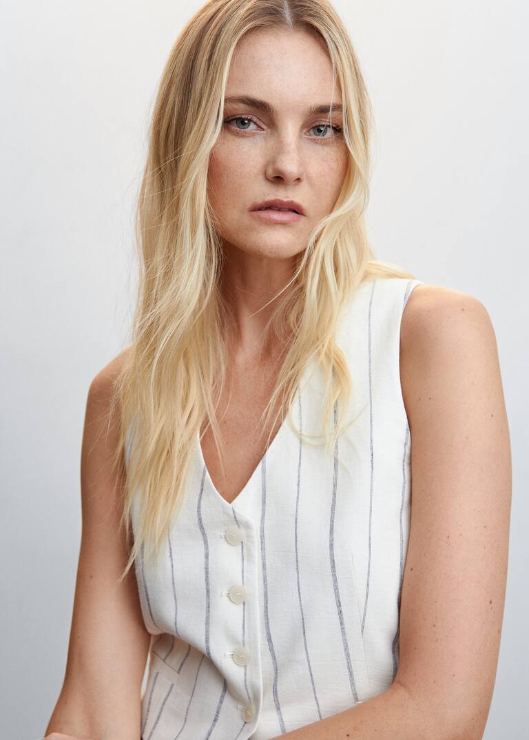 Striped Suit Waistcoat Women Mango Usa