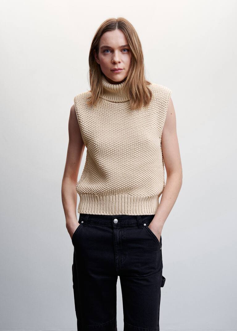 Turtleneck Knitted Vest Women Mango Usa