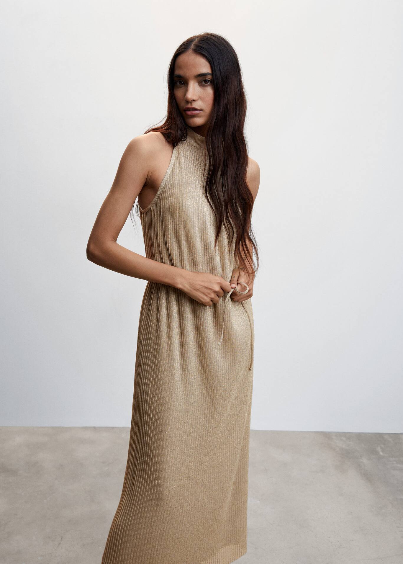 Lurex Halter Neck Dress Woman Mango Outlet United Kingdom