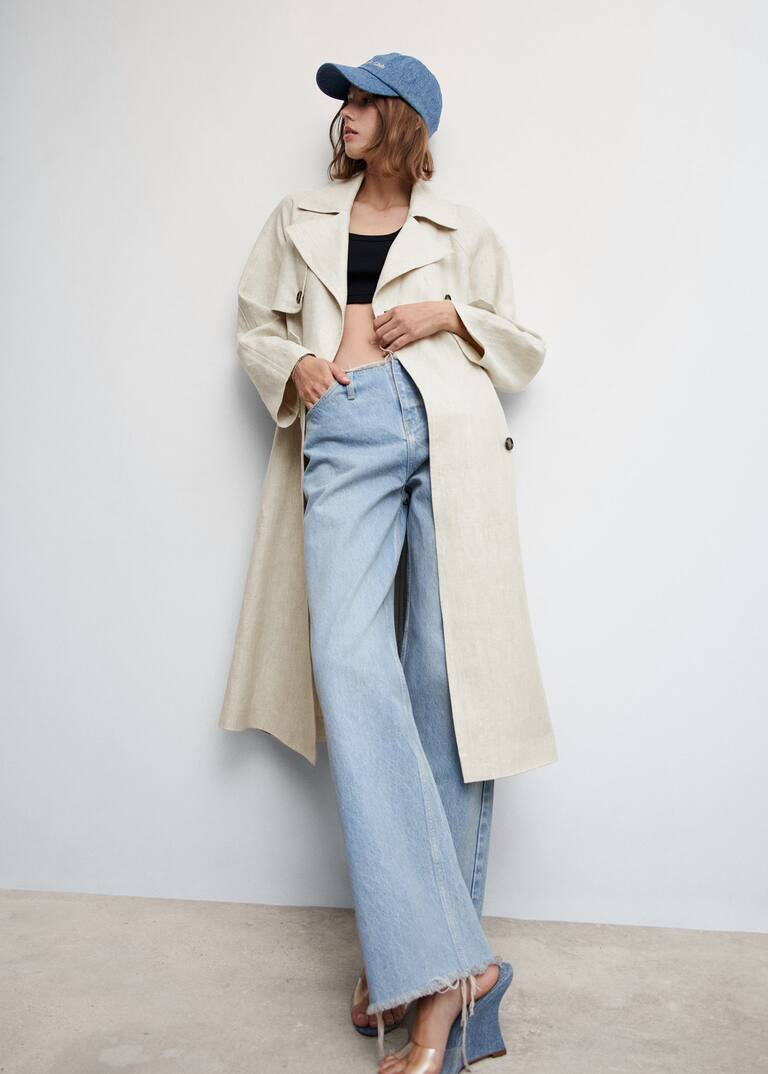 100 Linen Trench Coat Women Mango Usa