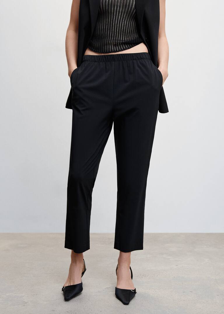 Flowy Trousers With Elastic Waist Women Mango Usa