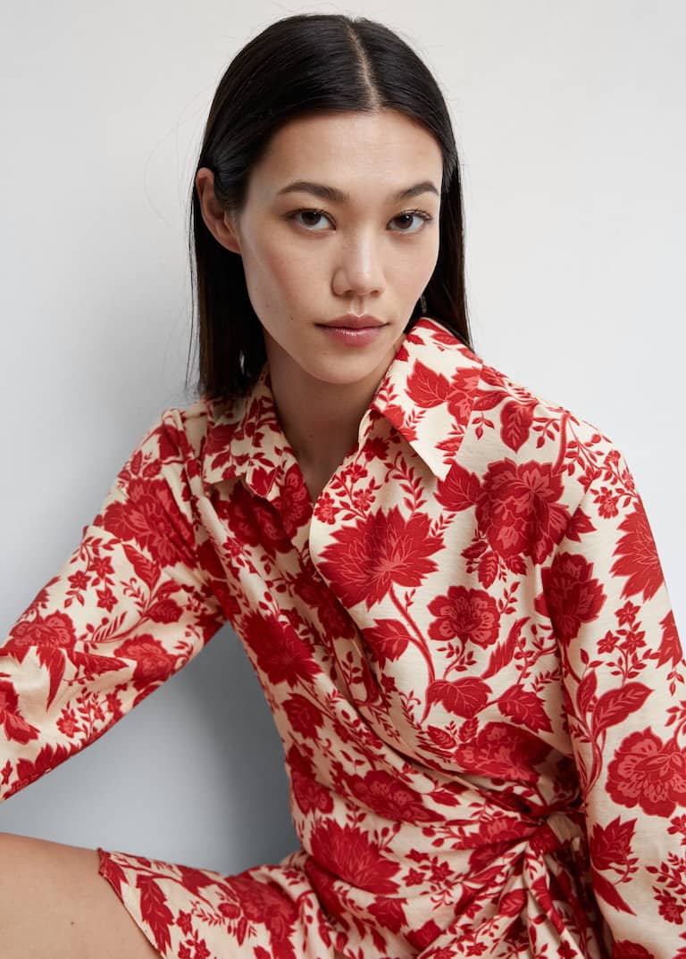 Floral Wrap Dress Women Mango Usa