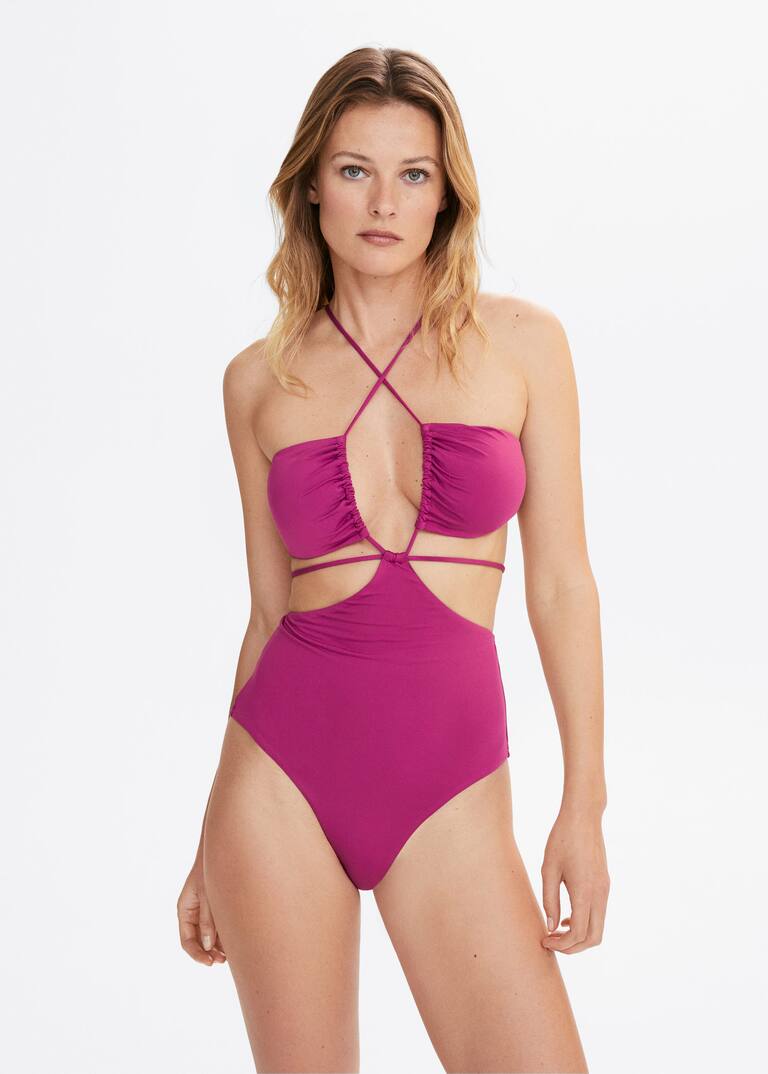 Swimsuit With Cross Back Straps Women Mango Usa