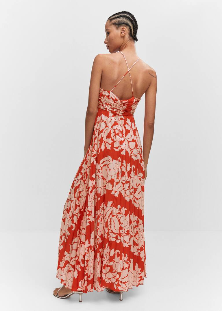 Pleated Halter Neck Dress Women Mango Usa
