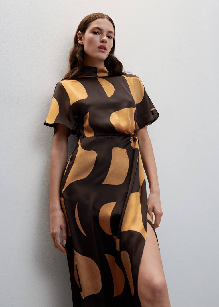 Printed Satin Dress Woman Mng Australia