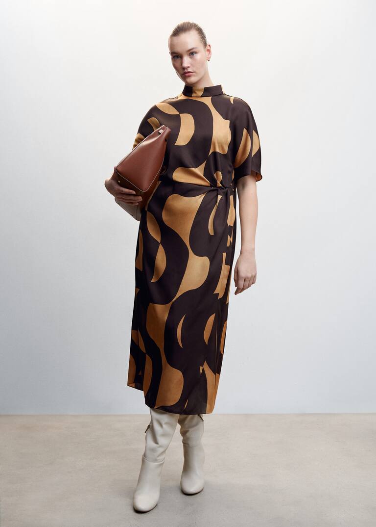 Printed Satin Dress Women Mango Usa