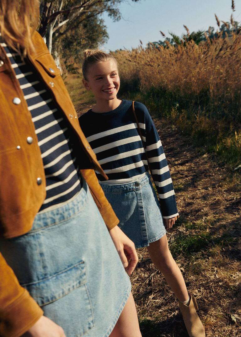 Crossed Denim Mini Skirt Women Mango Usa