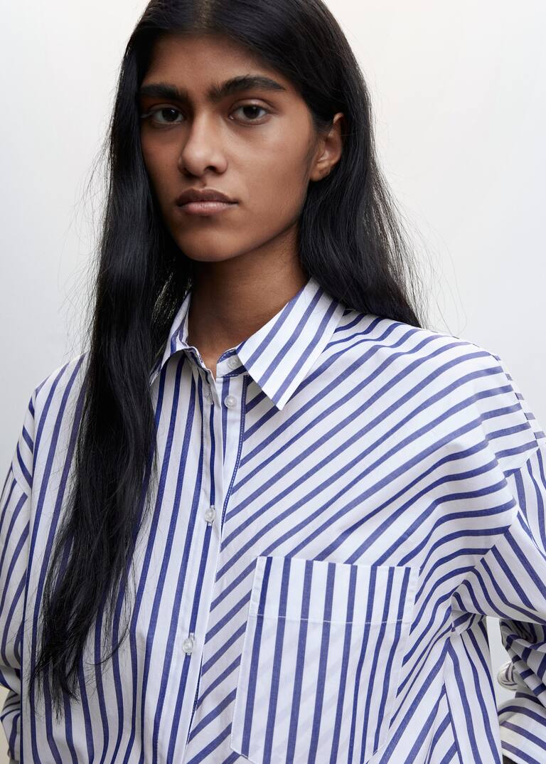 Striped Cotton Oversized Shirt Women Mango Usa
