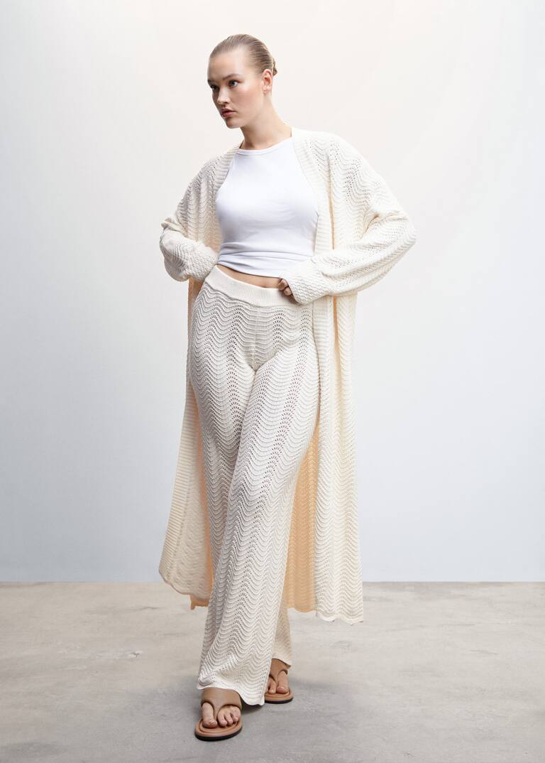 Long Openwork Knit Cardigan Women Mango United Kingdom