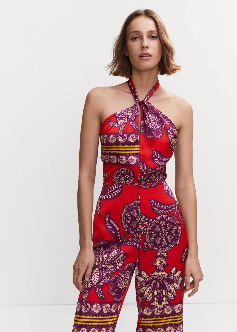 Halter-neck satin jumpsuit - Woman | MANGO OUTLET Croatia