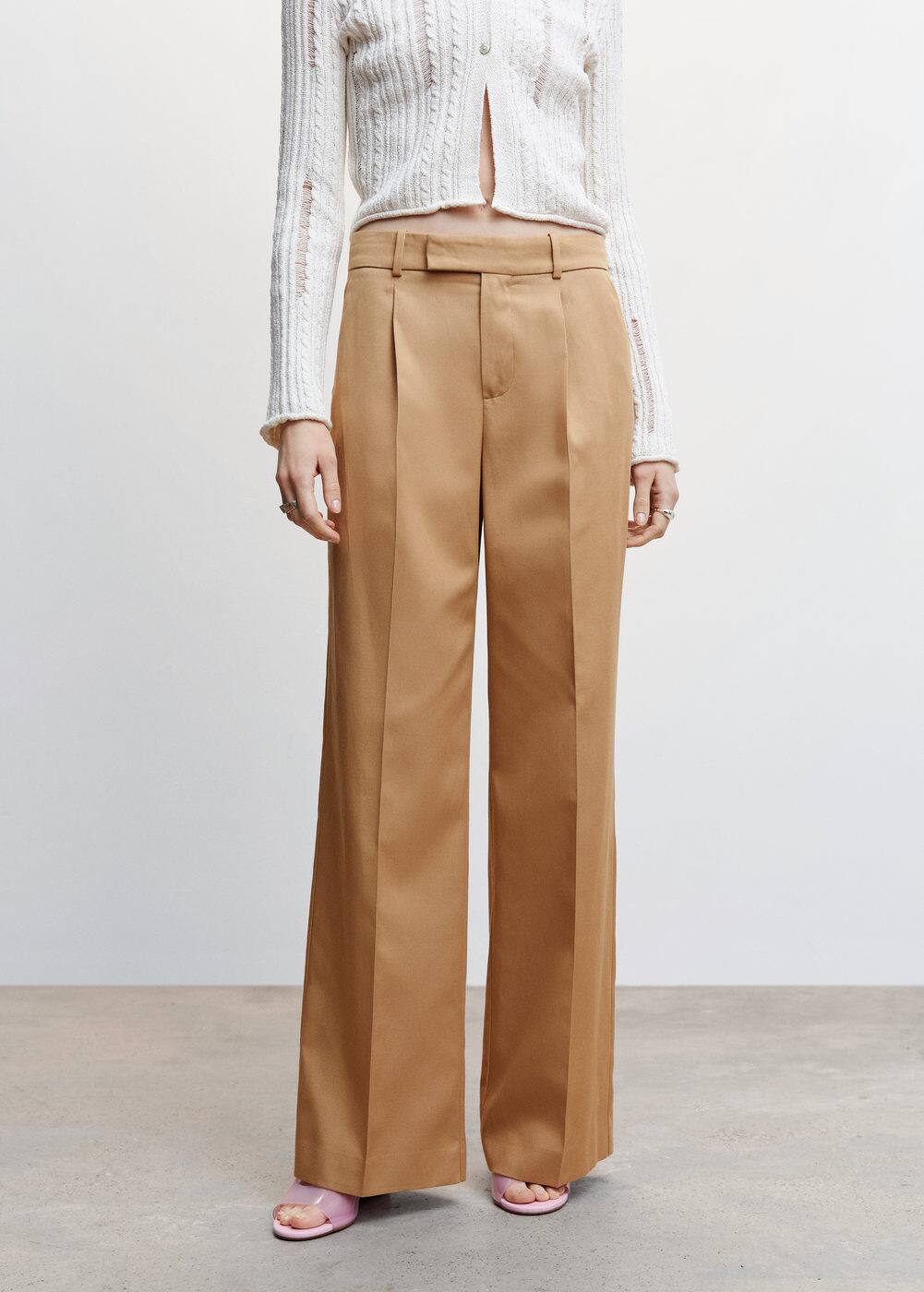 Wideleg lyocell trousers - Woman | MANGO OUTLET Bulgaria