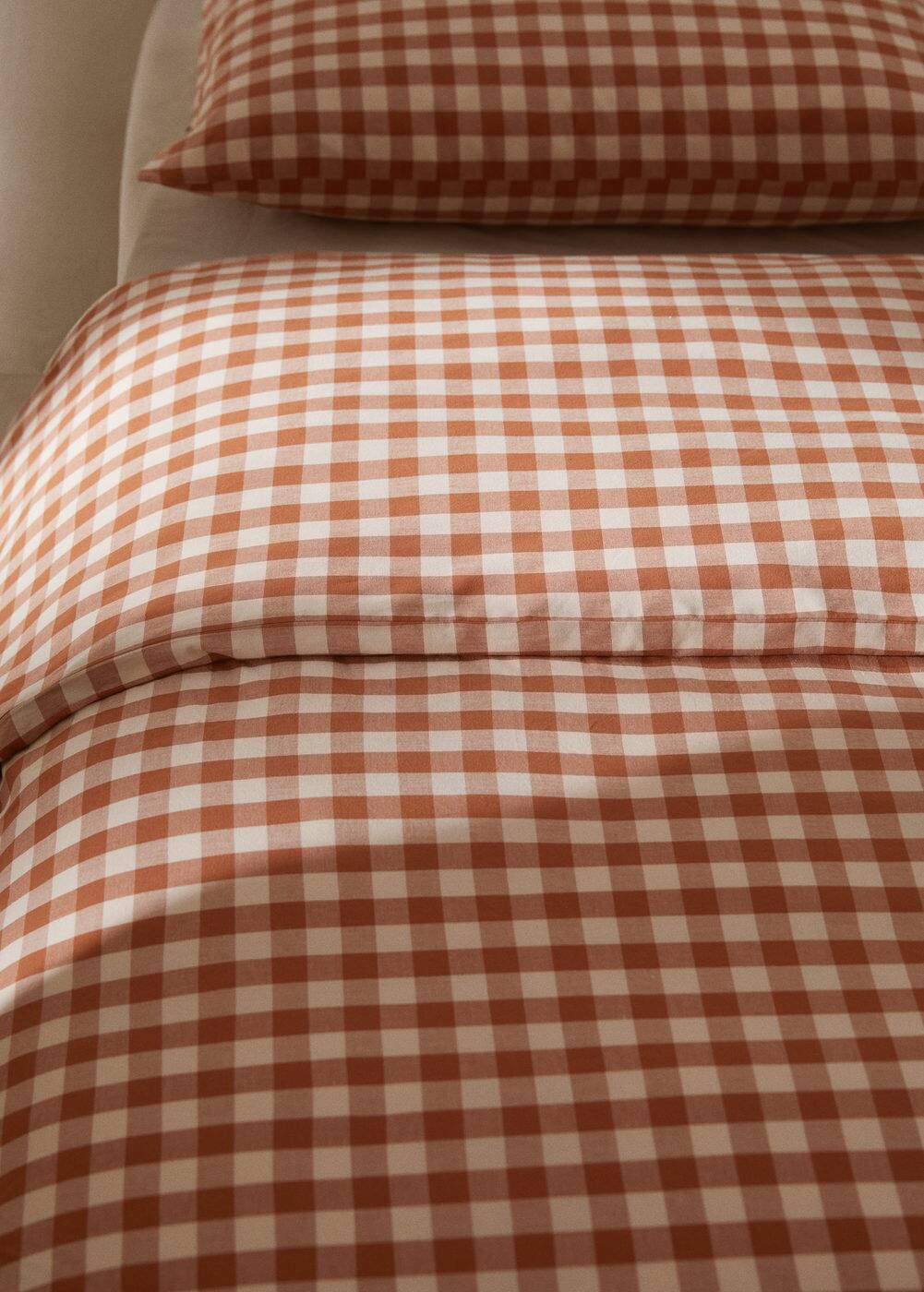 Mango 100% Cotton Gingham Check Duvet Cover For 53 In Bed Burnt Orange ...