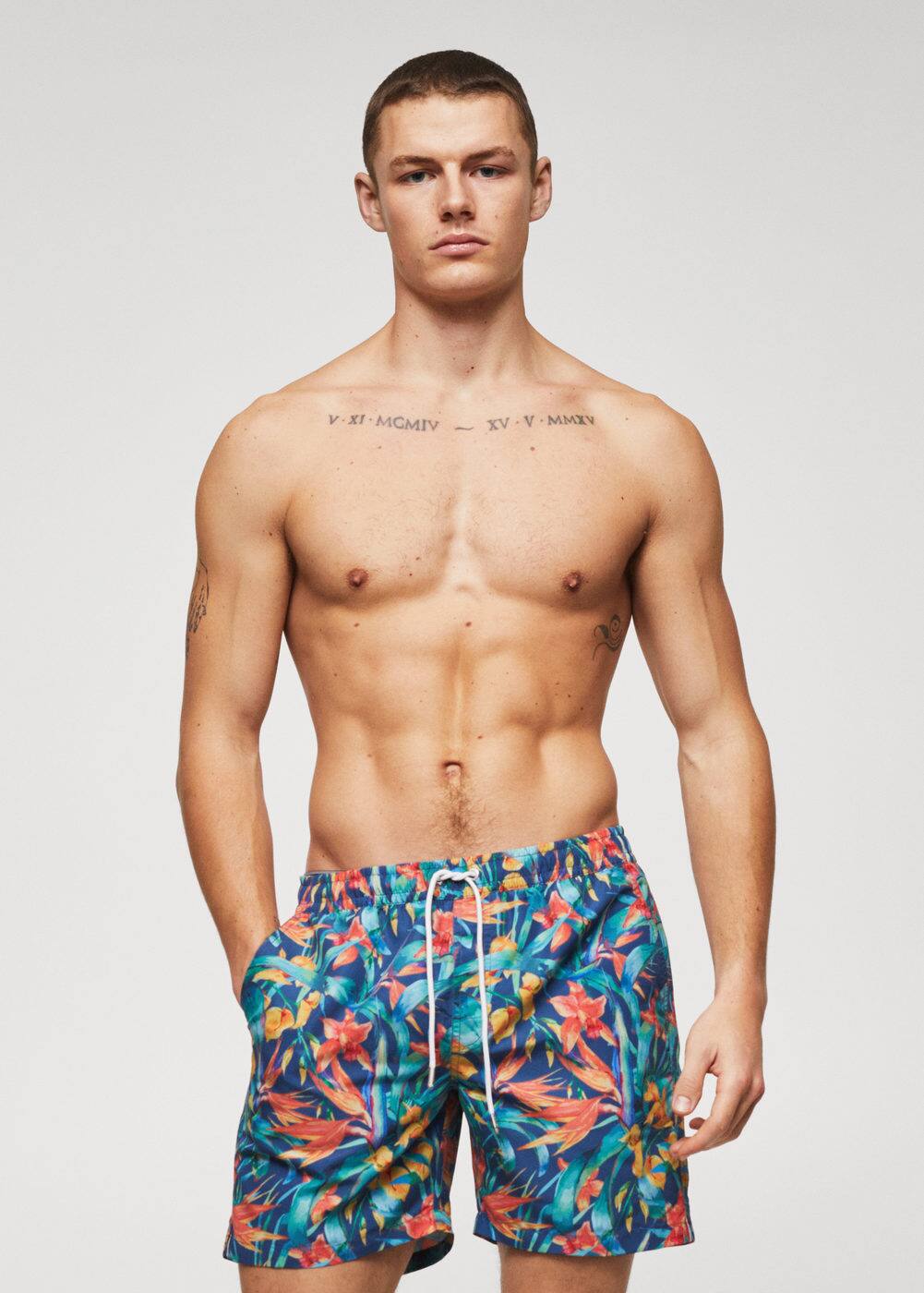 Hawaiian print swimming trunks - Men | MANGO OUTLET USA