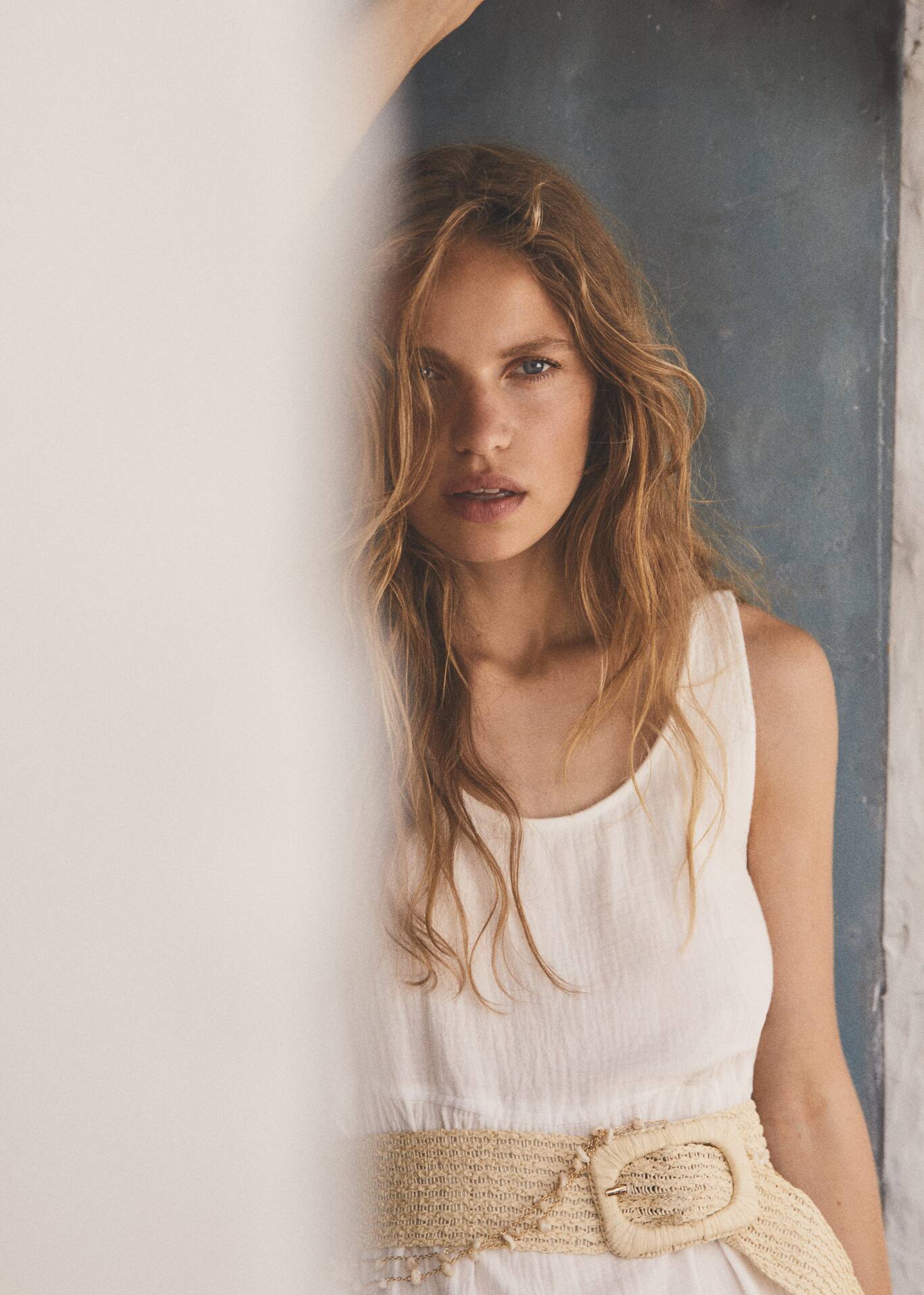 Raffia buckle belt - Woman | MANGO OUTLET Netherlands