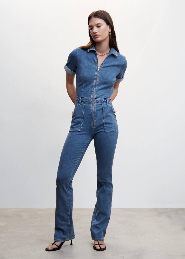Denim Zipper Jumpsuit Women Mango United Kingdom