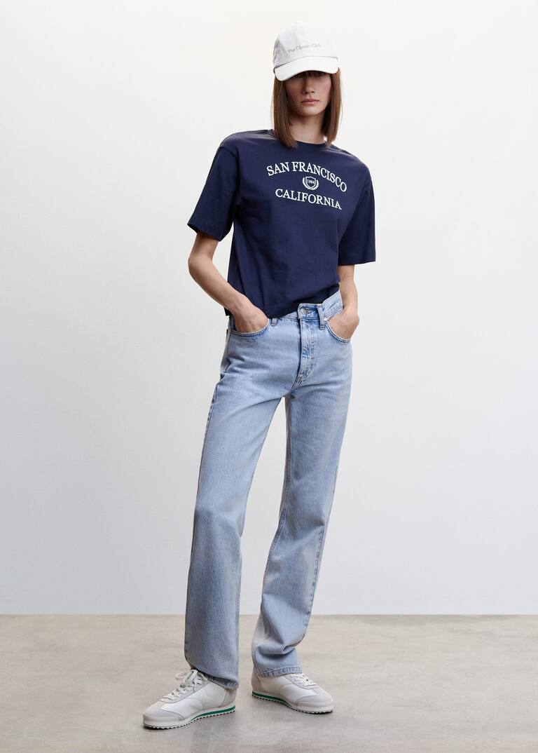 Embroidered Cotton T Shirt Women Mango Usa