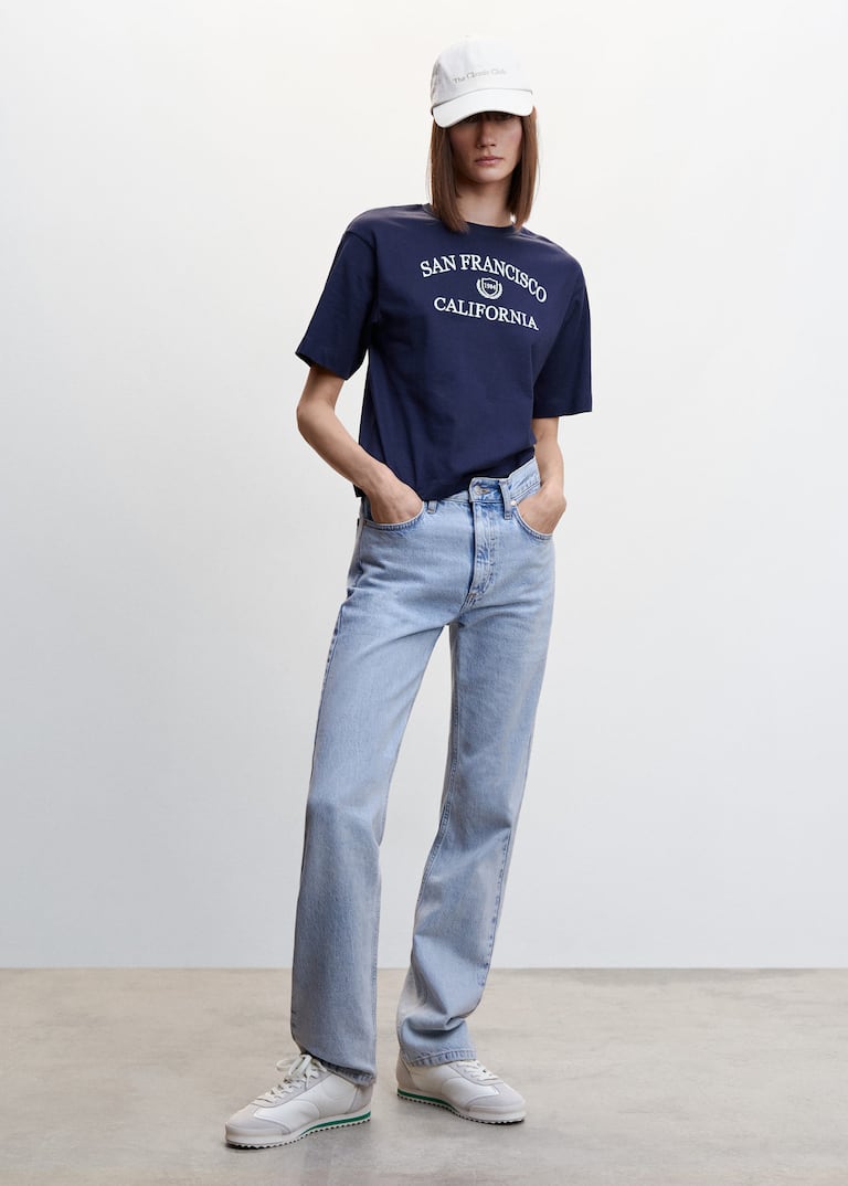 Embroidered Cotton T Shirt Women Mango Usa