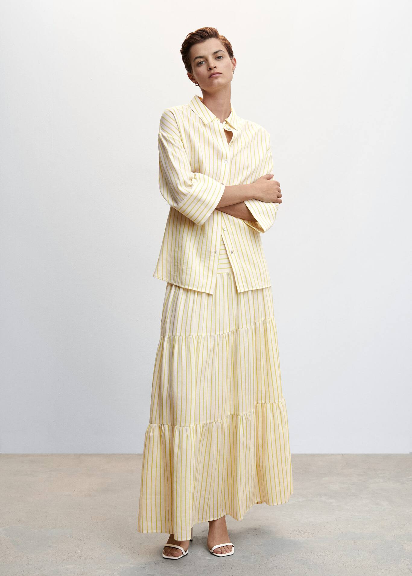 Saia comprida com folhos - Mulher | Mango Portugal