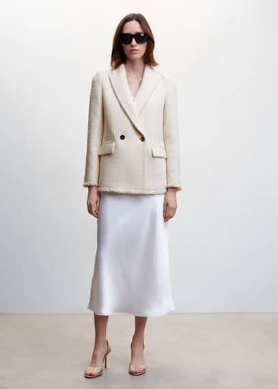 MANGO - Buttons tweed blazer ecru - XS - Women | SheFinds