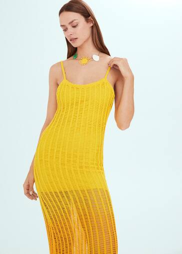 Knitted Dress With Openwork Panels Women Mango United Kingdom Knitted Dress With Openwork Panels Women Mango United Kingdom