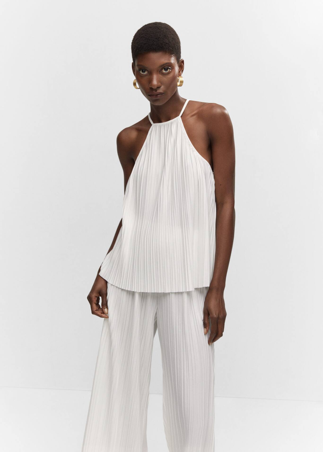 Halter Neck Pleated Top Woman Mng Australia