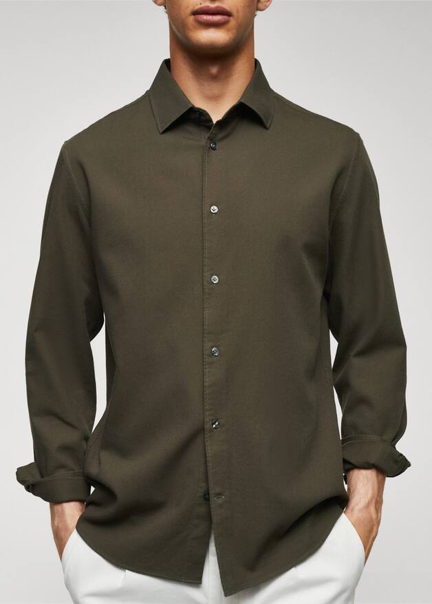 Slim Fit Cotton Structured Shirt Men Mango Man Usa