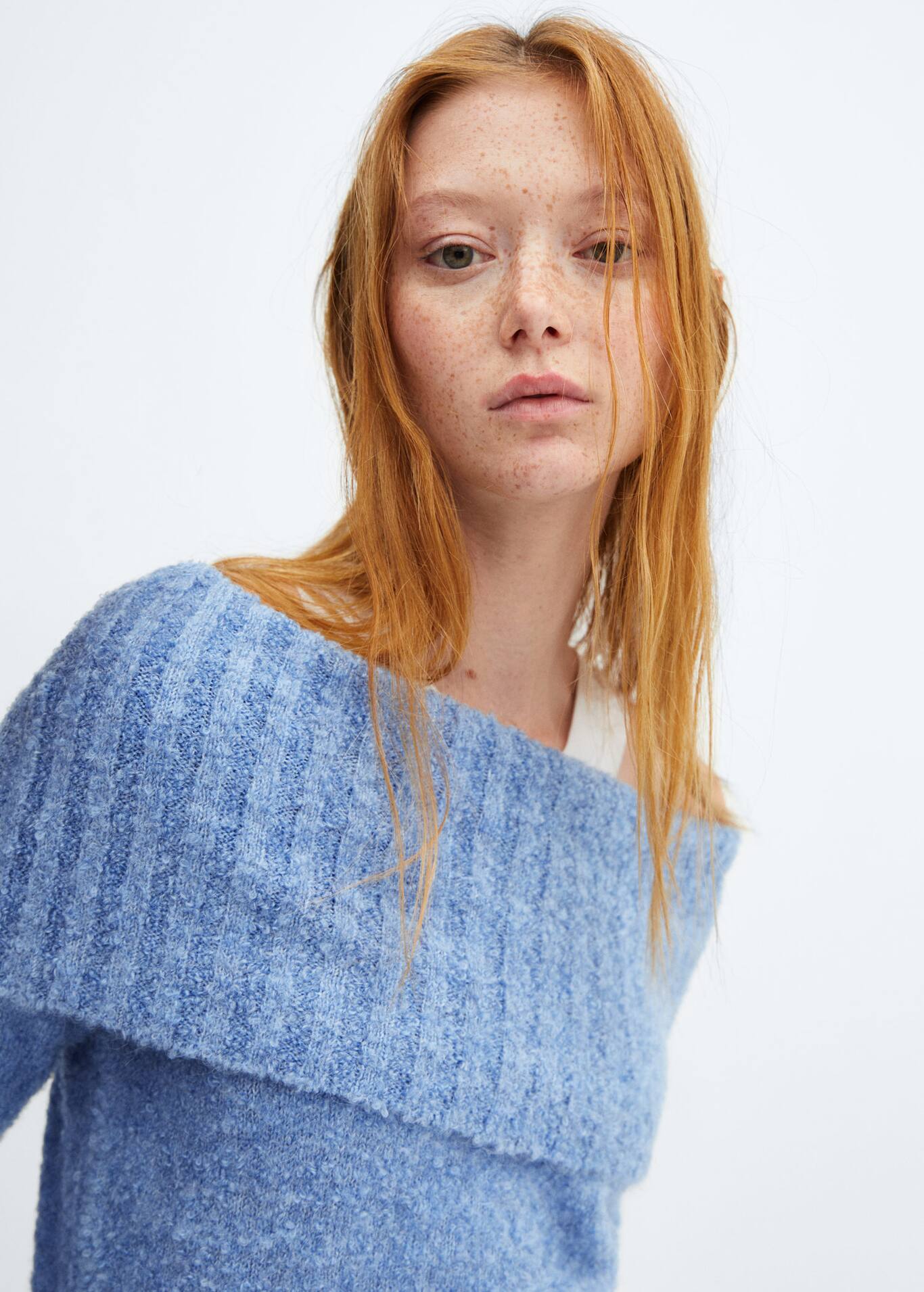 Off The Shoulder Knitted Sweater Women Mango Usa