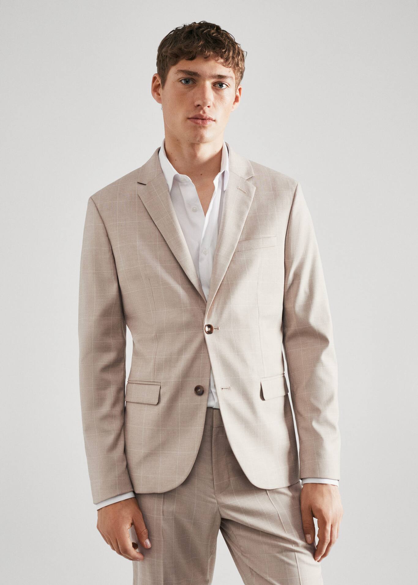 Super slim-fit check suit blazer - Men | MANGO OUTLET USA
