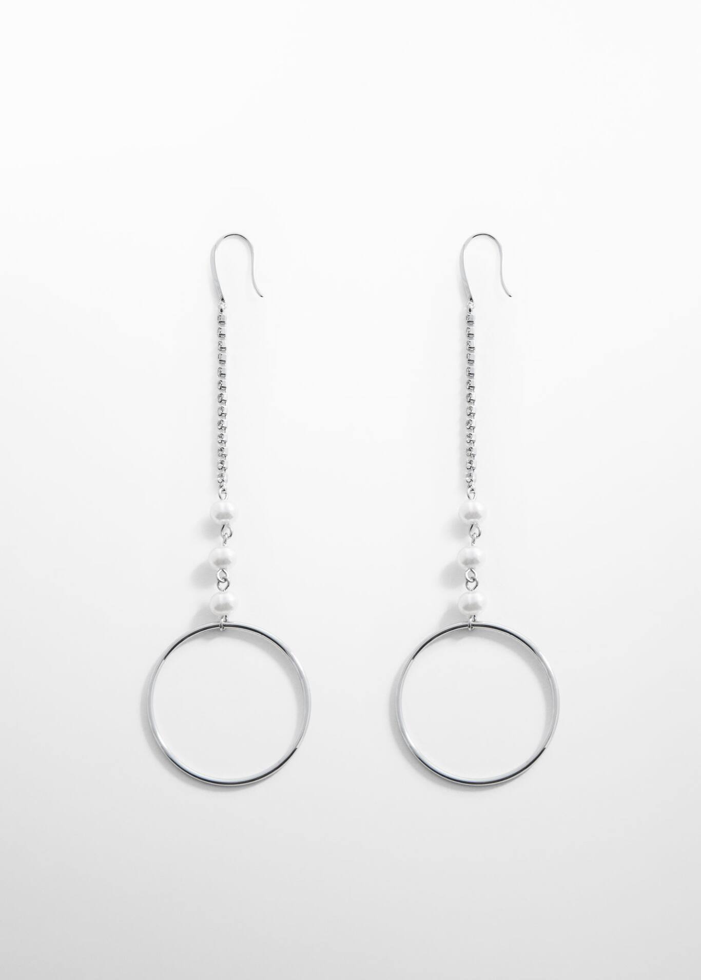 Rhinestone thread hoop earrings - Woman | MANGO OUTLET United Kingdom