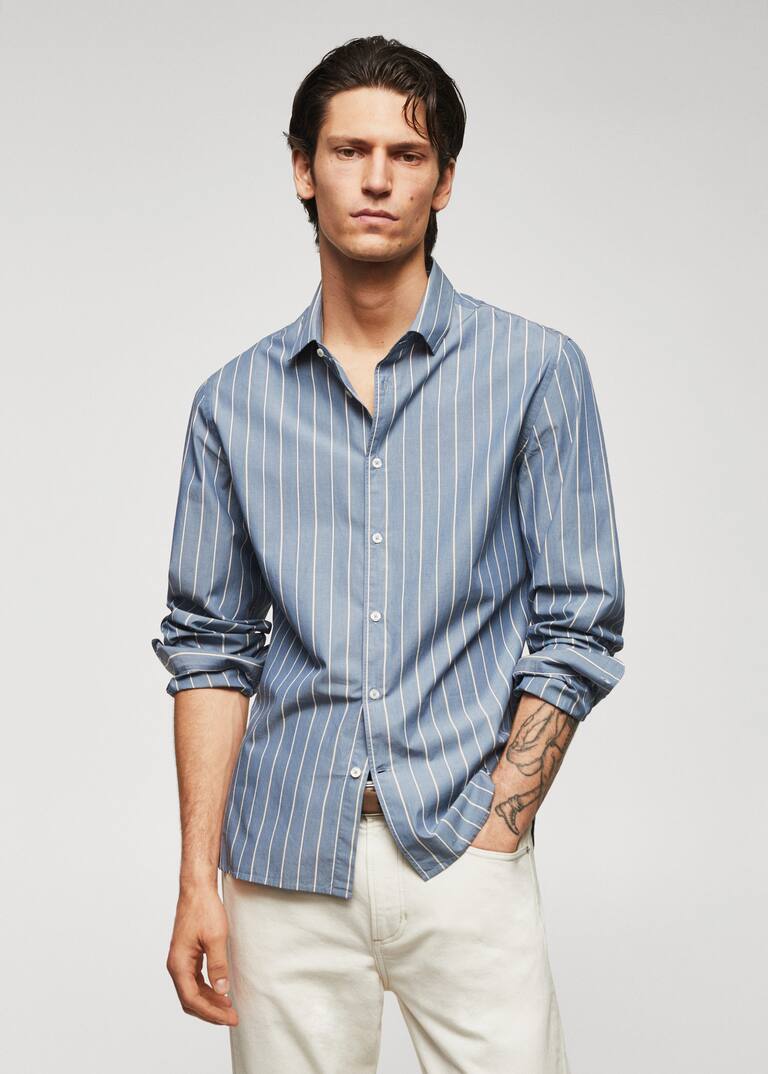100 Cotton Striped Shirt Men Mango Man Usa