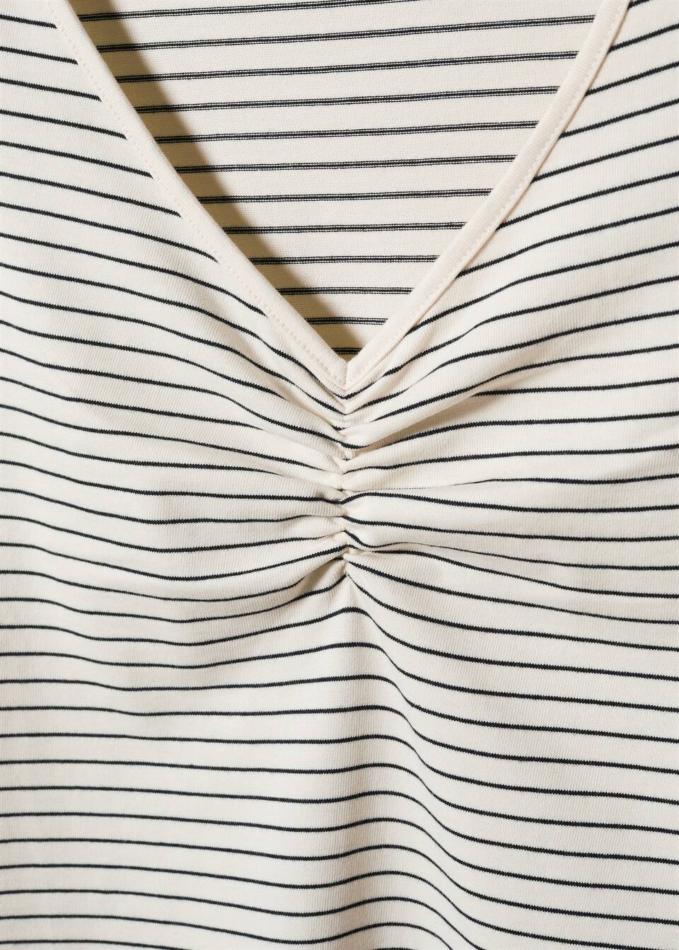 Cotton T Shirt With Pucker Detail Woman Mng Australia