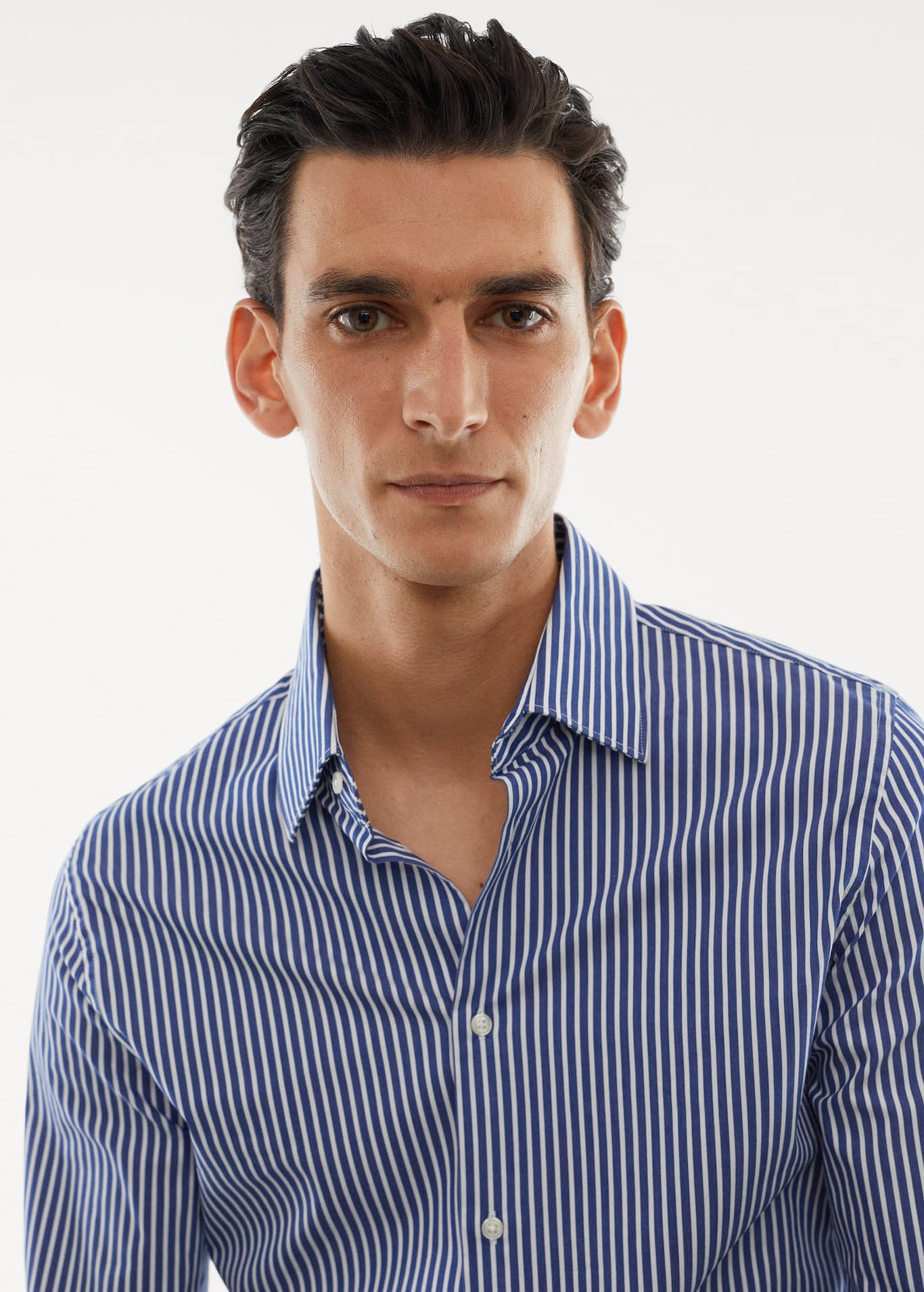 Stretch Fabric Slim Fit Striped Shirt Men Mango Man Usa
