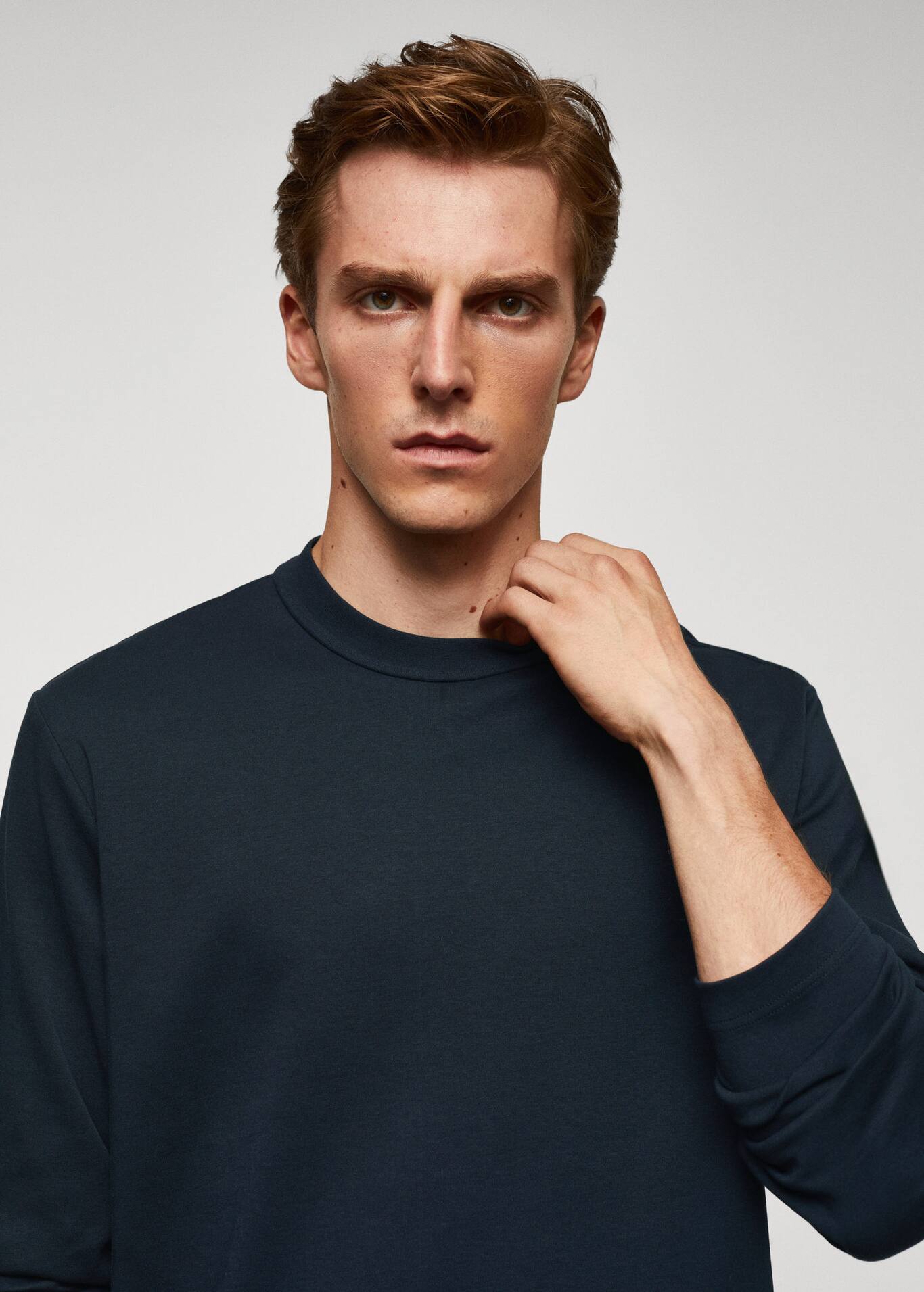 100 Cotton Long Sleeved T Shirt Men Mango Man Usa