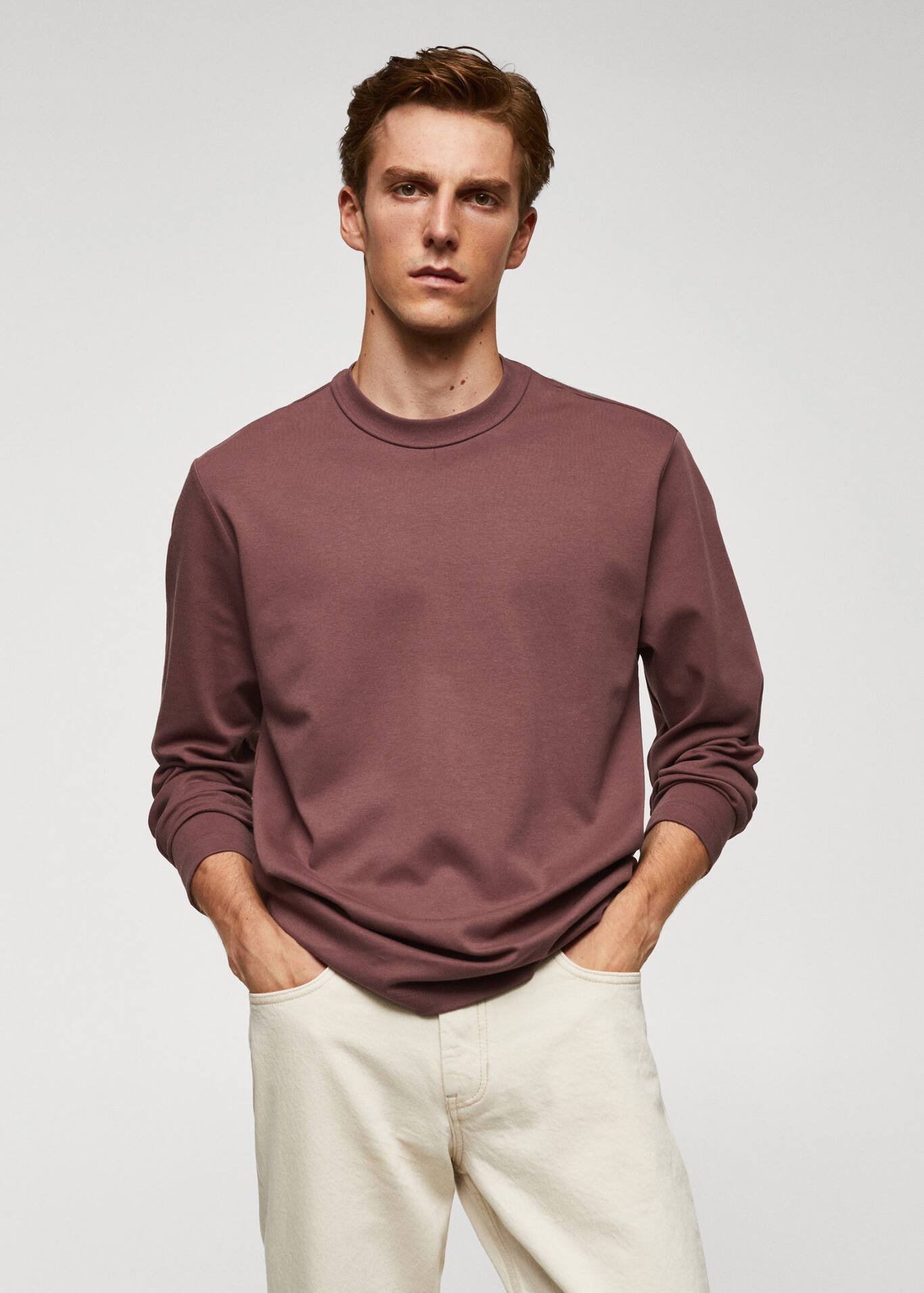 100 Cotton Long Sleeved T Shirt Man Mango Man Saudi Arabia