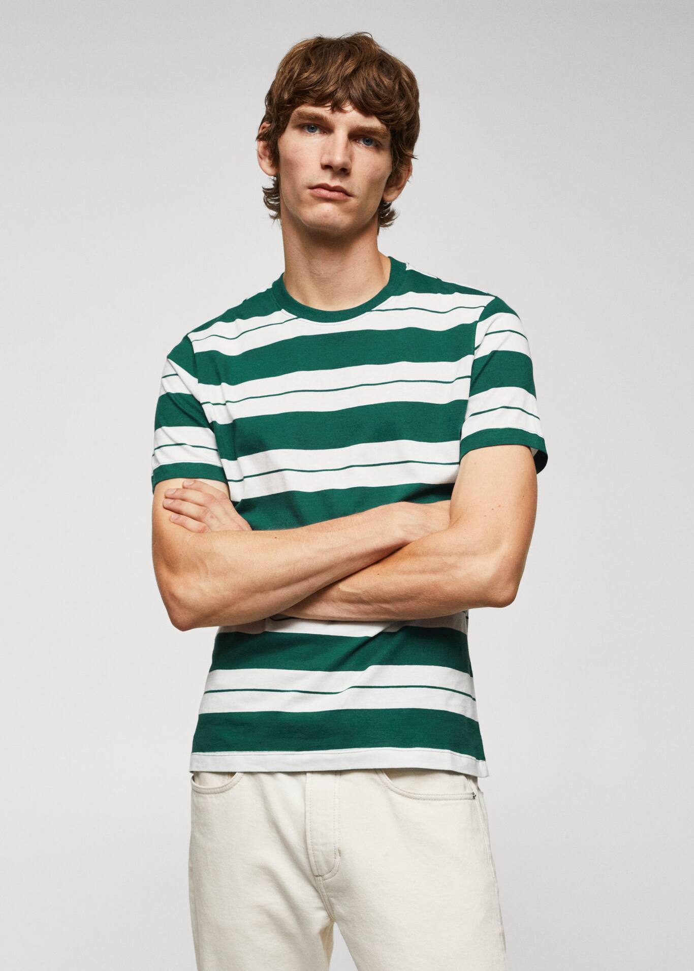 Striped 100 Cotton T Shirt Men Mango Man Usa