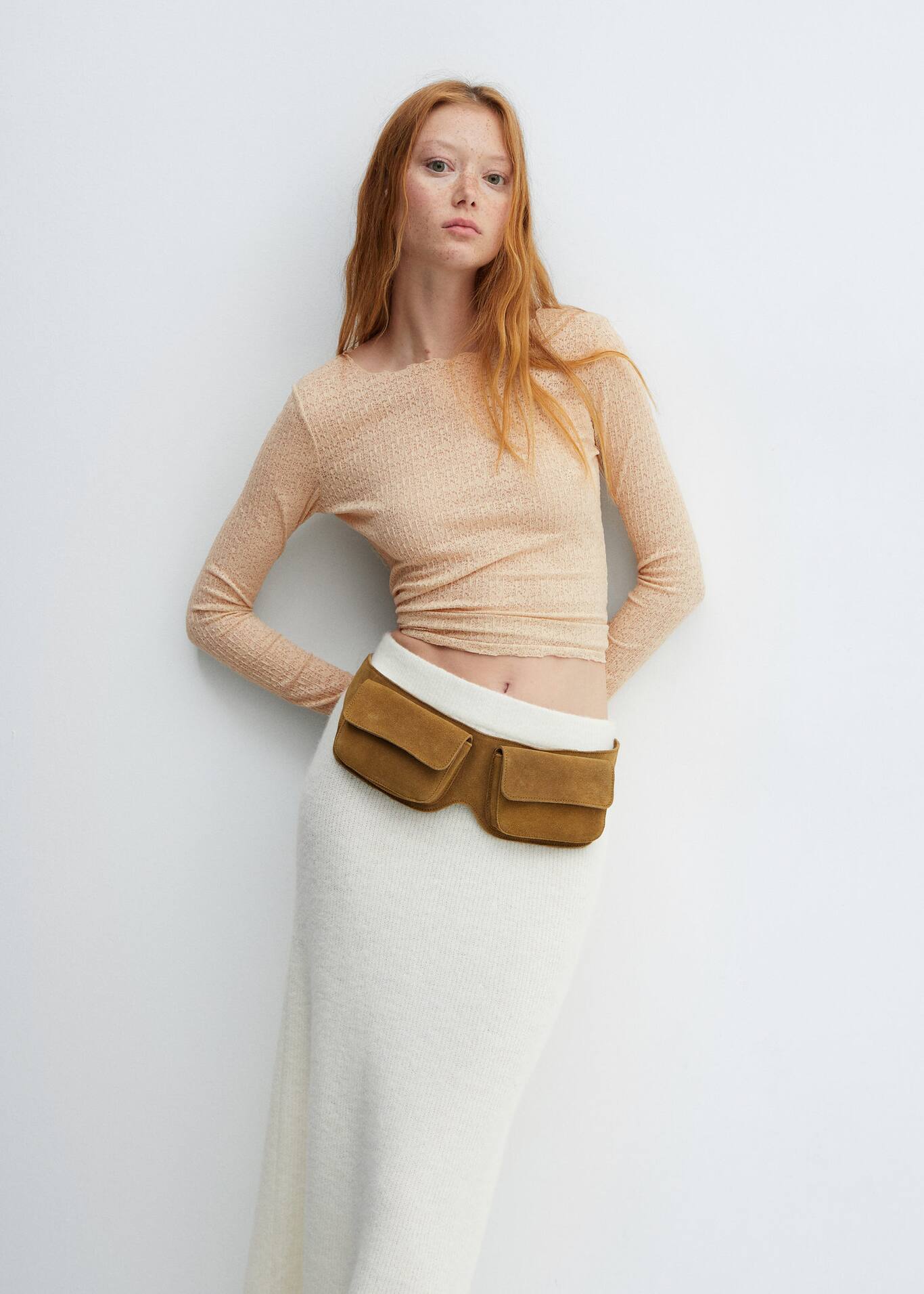 Round Neck Textured T Shirt Woman Mango Serbia