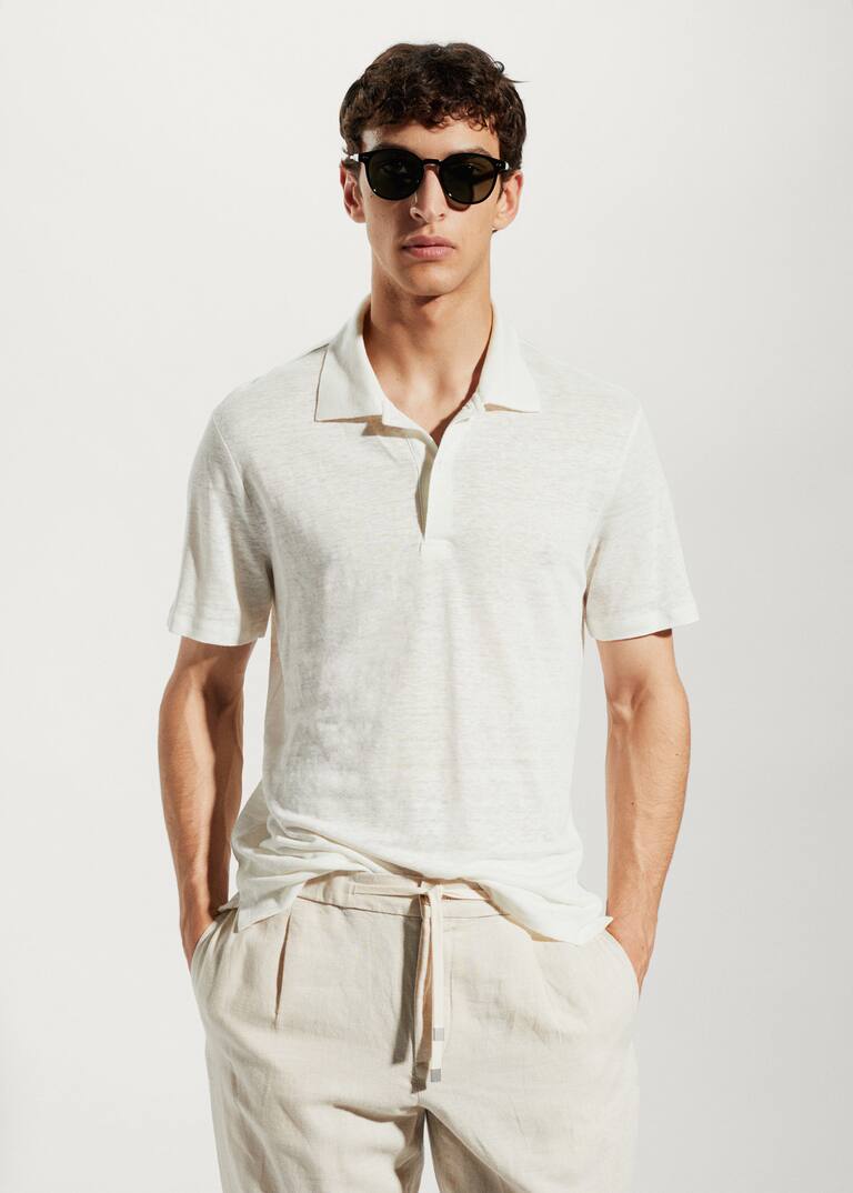 Slim fit 100% linen polo shirt - Men | Mango Man USA