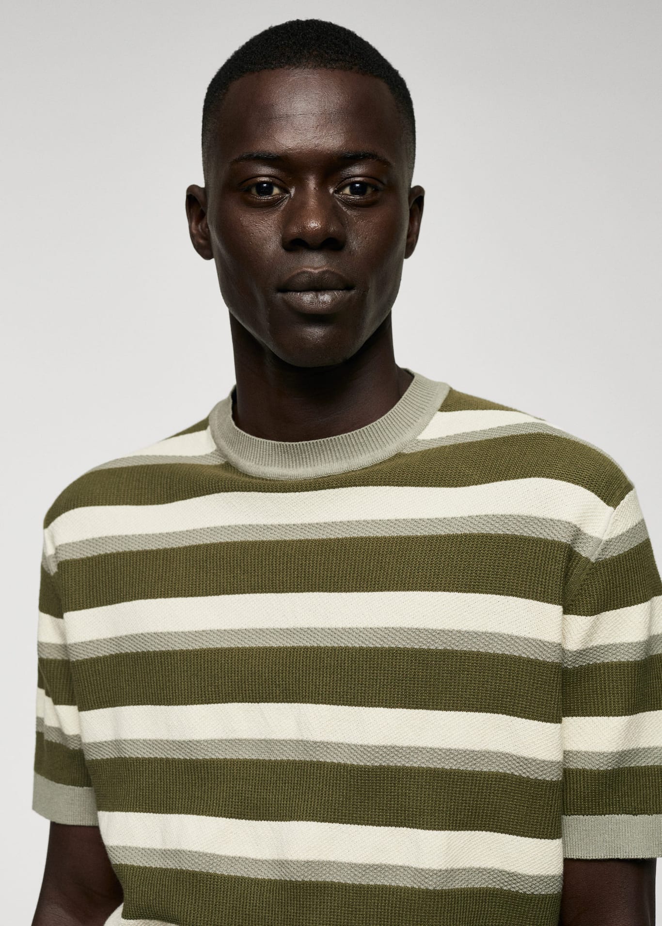 Cotton Knitted T Shirt With Striped Structure Men Mango Man Usa